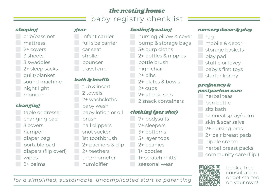 a natural, simple, sustainable baby registry checklist – Nesting House