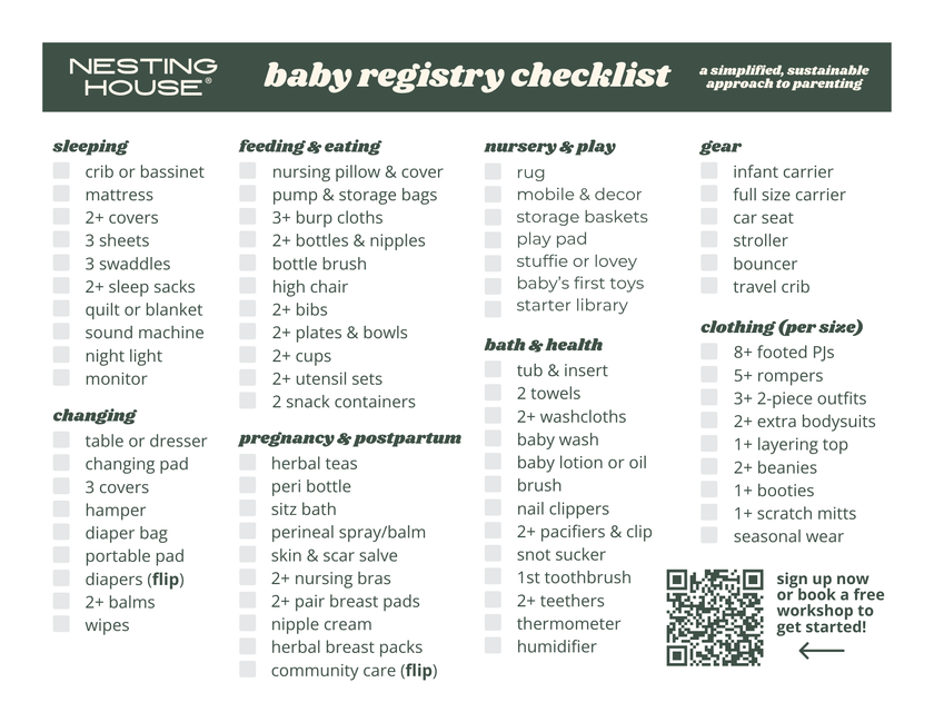 a natural, simple, sustainable baby registry checklist – Nesting House